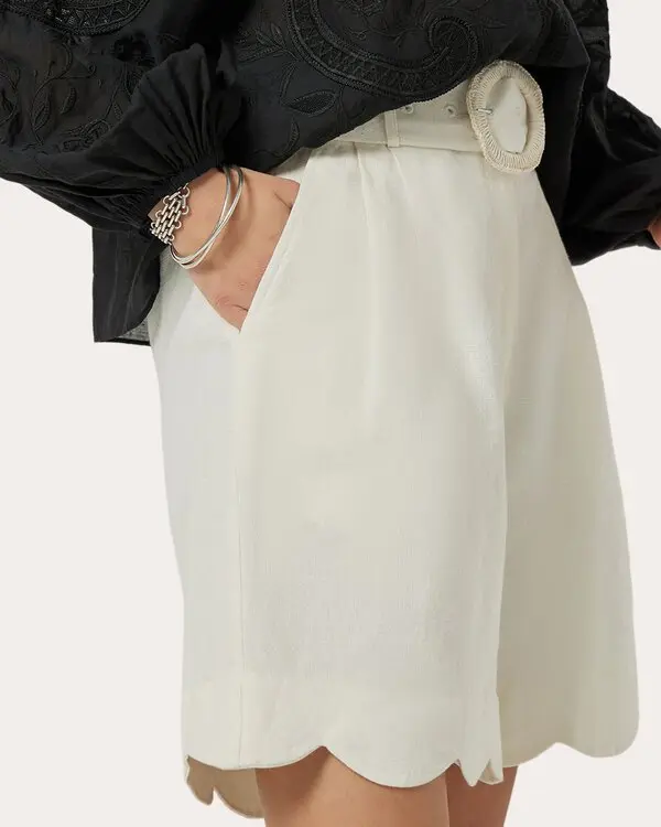 SCARLETT POPPIES Basica Scalloped High-rise Shorts