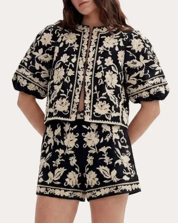 SCARLETT POPPIES A Century Ago Embroidered Floral Jacket