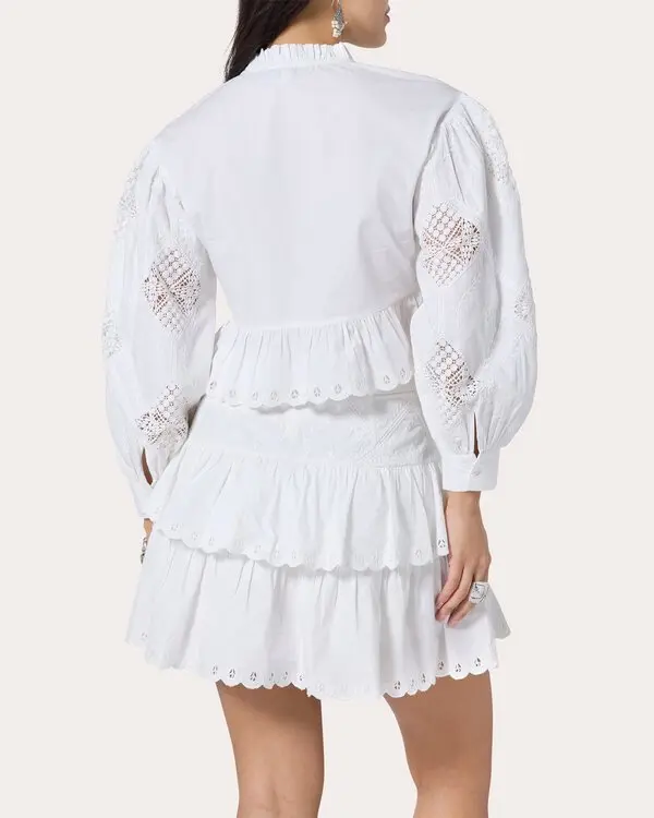 SCARLETT POPPIES Yorken Embroidered Patchwork Ruffle Top
