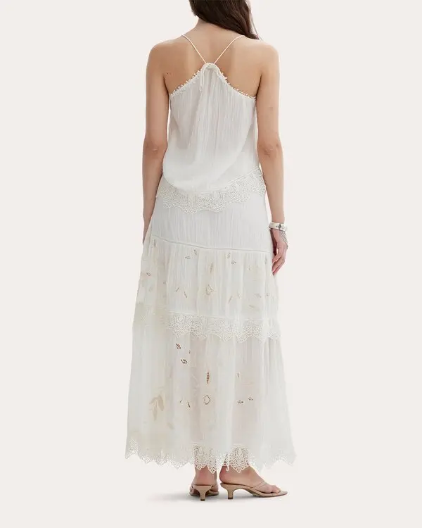 SCARLETT POPPIES Esha Embroidered Crinkled Crepe Tank Top