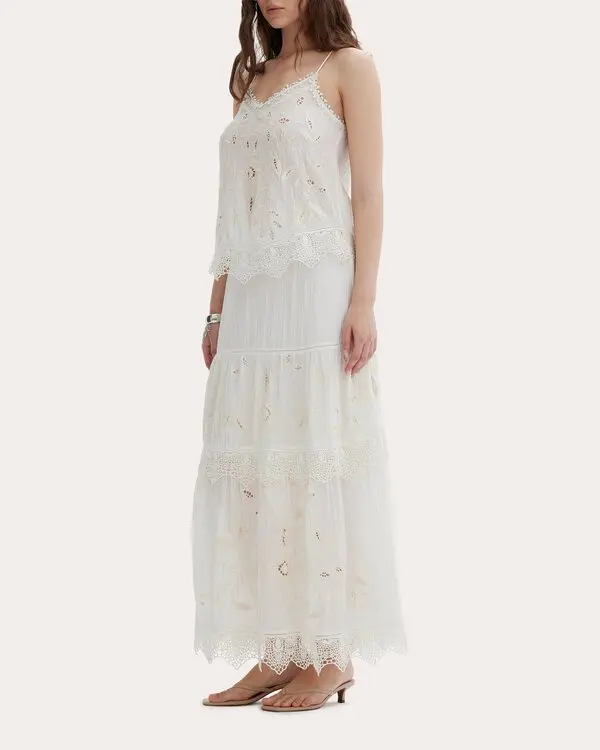 SCARLETT POPPIES Esha Embroidered Crinkled Crepe Tank Top