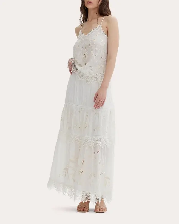 SCARLETT POPPIES Esha Embroidered Crinkled Crepe Tank Top