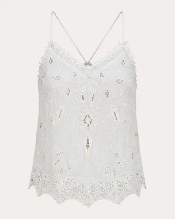 SCARLETT POPPIES Esha Embroidered Crinkled Crepe Tank Top