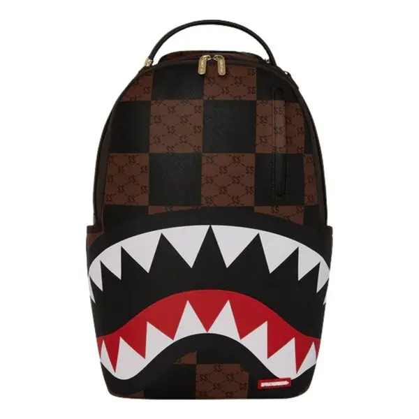 SPRAYGROUND That Big Check Shark Backpack - Brown/black