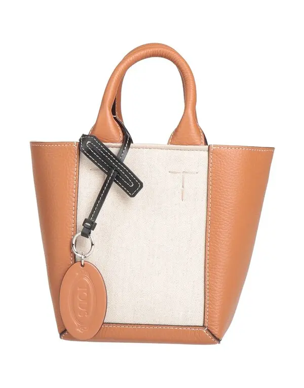 TOD'S Bucket Bag In Tan Leather And Textile Fibers - Brown