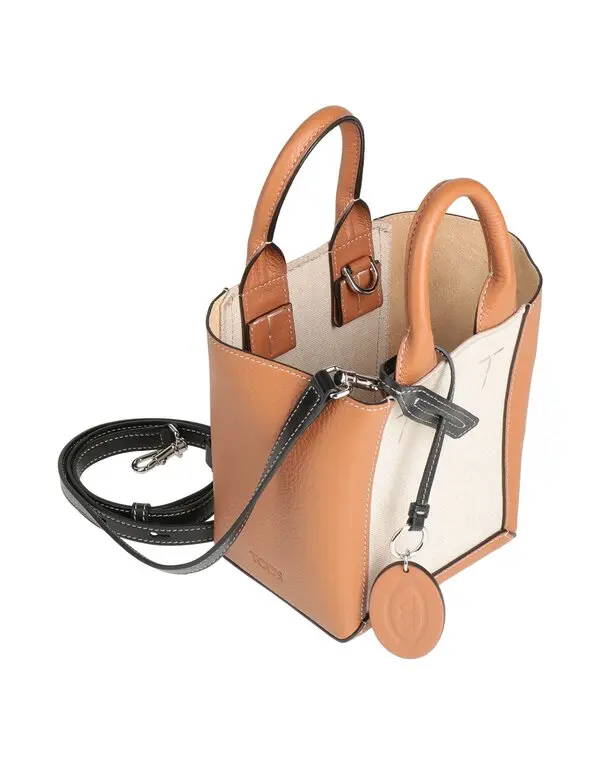 TOD'S Bucket Bag In Tan Leather And Textile Fibers - Brown