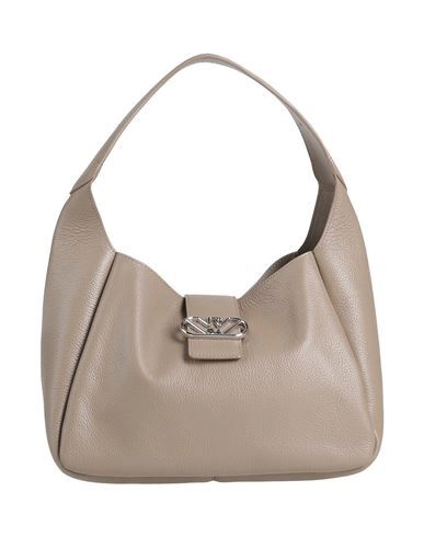 Emporio Armani Pebbled Leather Hobo Bag With Appliqués - Beige