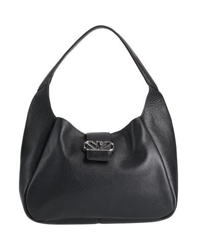 Emporio Armani Pebbled Leather Hobo Bag With Appliqués - Black