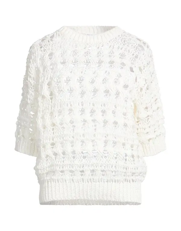 Brunello Cucinelli Ivory Jute, Cotton, And Polyamide Sweater