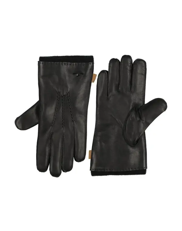 Paul & Shark Gloves Size Ovine Leather, Cashmere - Black