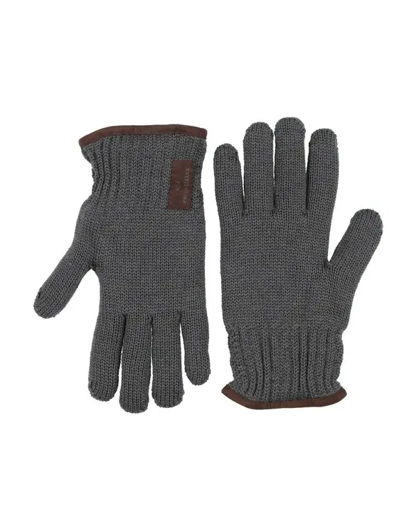 Paul & Shark Gloves Size Virgin Wool, Lambskin - Grey