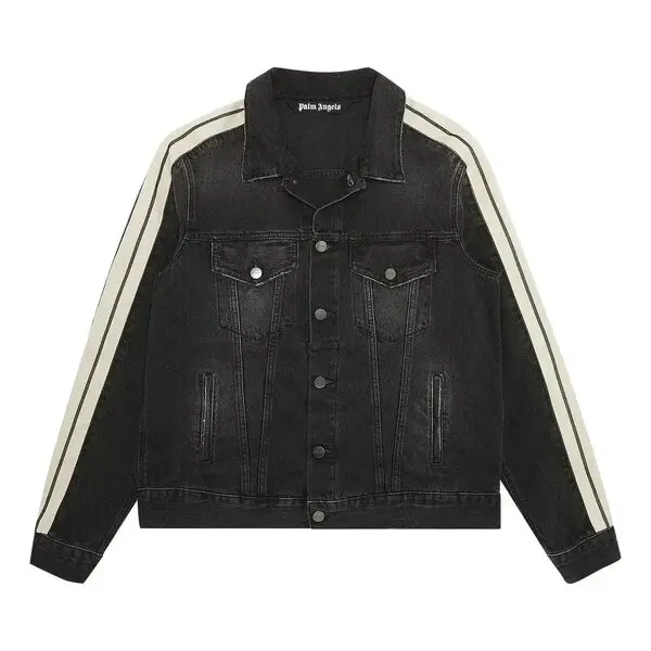 Palm Angels Track Denim Jacket - Black/white