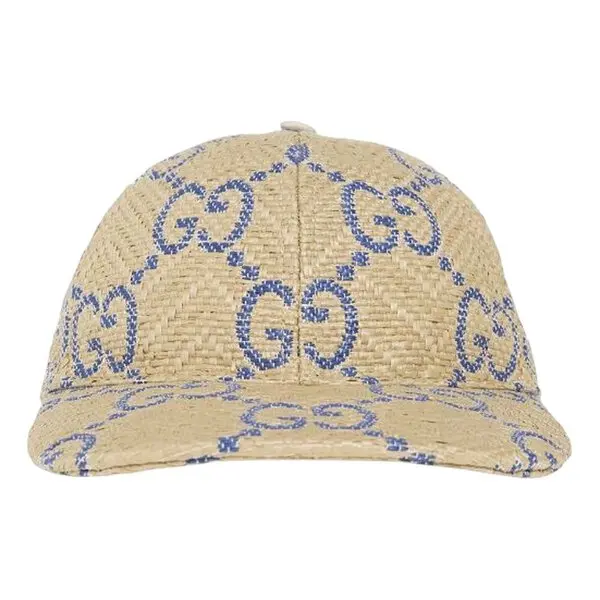Gucci Gg Raffia Effect Baseball Hat - Beige/blue