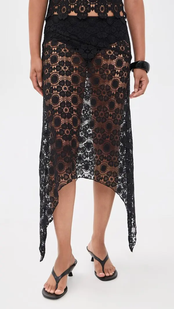 Lioness Trophy Midi Skirt - Noir