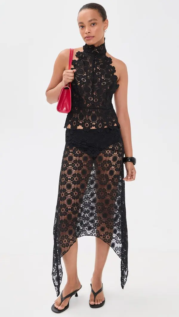 Lioness Trophy Midi Skirt - Noir