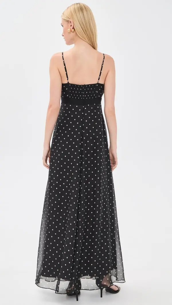 Zimmermann Frill Pleated Polka Dot Maxi Dress - Black Dot