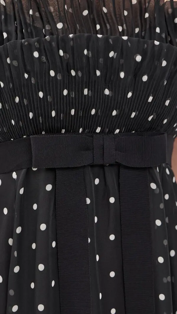 Zimmermann Frill Pleated Polka Dot Maxi Dress - Black Dot