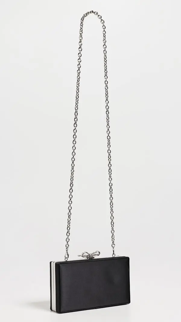 SELF-PORTRAIT Silver Chainmail Clutch With Crystal Embellishment And Bow Accent - Color