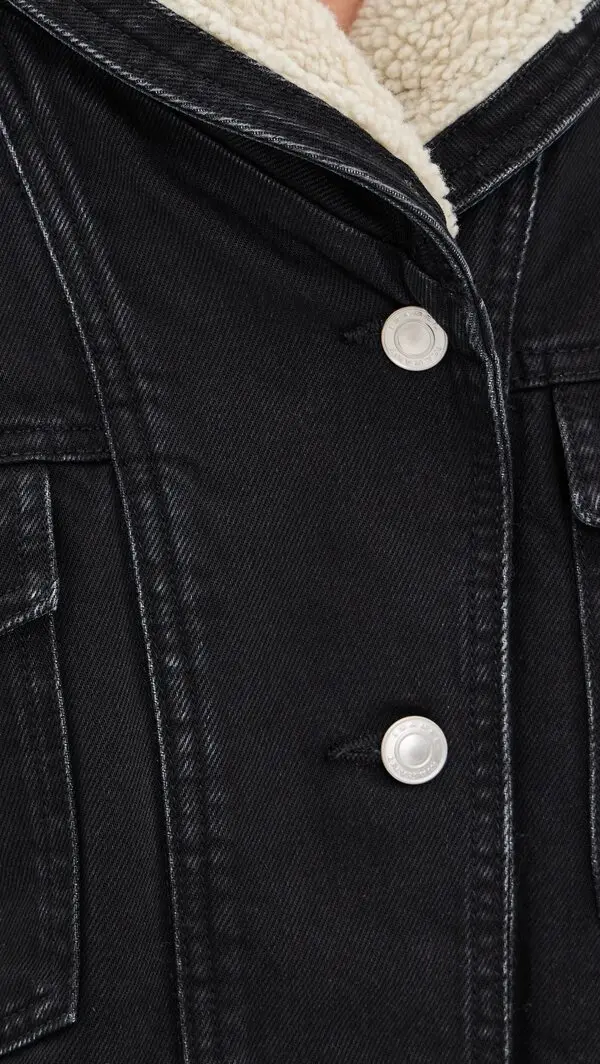 Isabel Marant Étoile Pimïa Denim Jacket With Shearling Collar - Faded Black