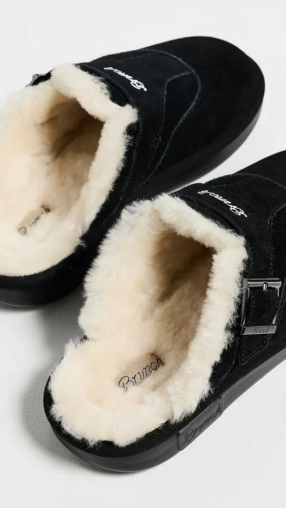BRUNCH Amour Suede Shearling Slippers
