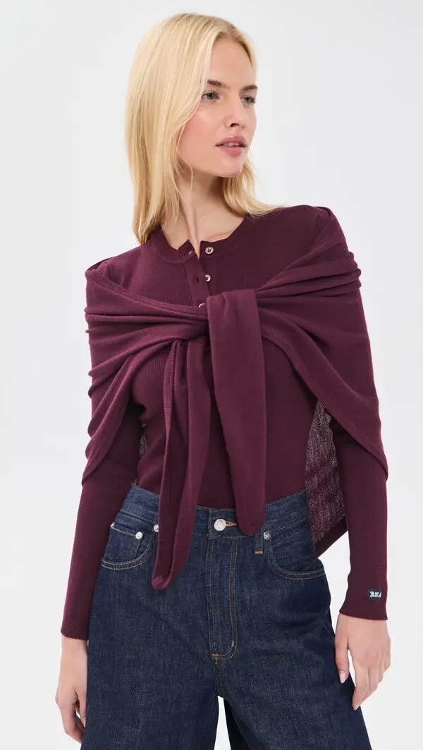 Sea Jane Merino Wool Henley Sweater With Matching Shawl