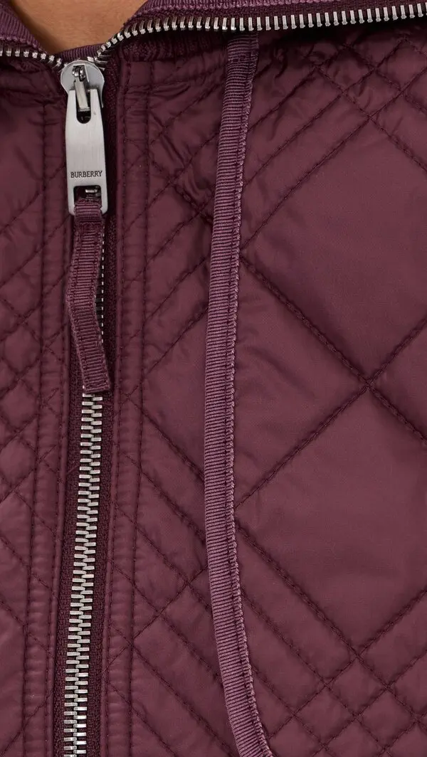 Burberry Abbeydale Quilted Belted Jacket - Vineyard Red