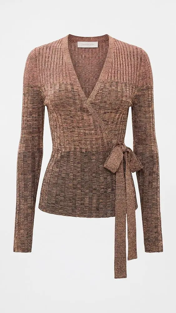 Zimmermann Mouline Rib Sweater Wrap Top
