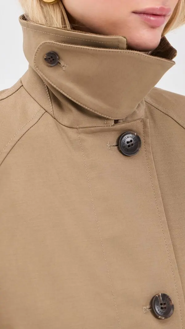 Marimekko Essee Cotton Twill Coat With Floral Corduroy Collar