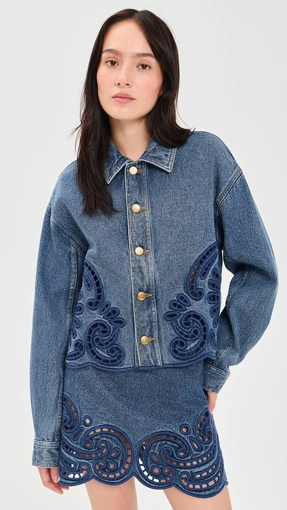 Ulla Johnson The Bobbi Denim Eyelet Jacket