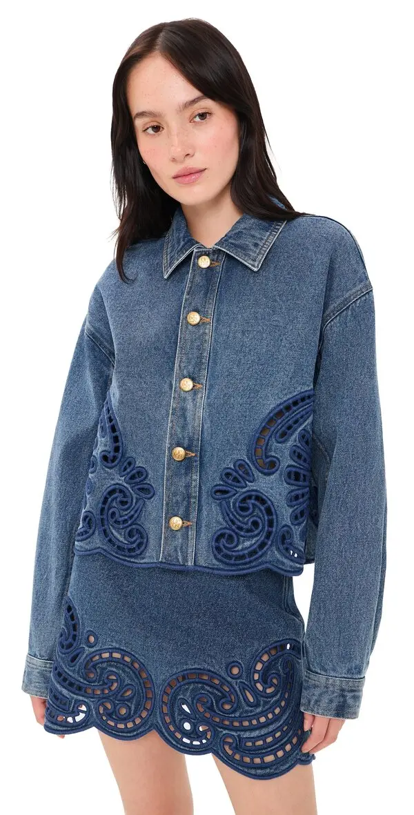 Ulla Johnson The Bobbi Denim Eyelet Jacket - River
