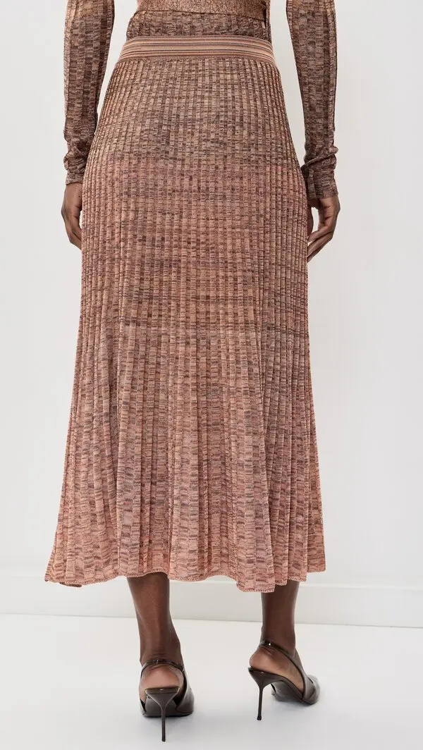Zimmermann Mouline Rib Midi Skirt - Chocolate Multi