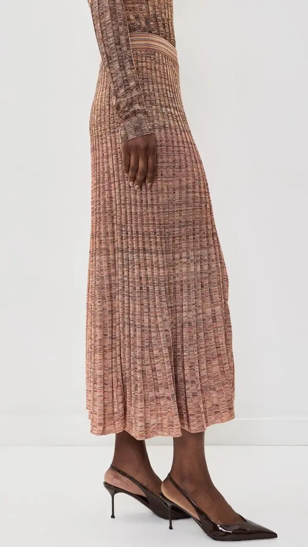 Zimmermann Mouline Rib Midi Skirt - Chocolate Multi