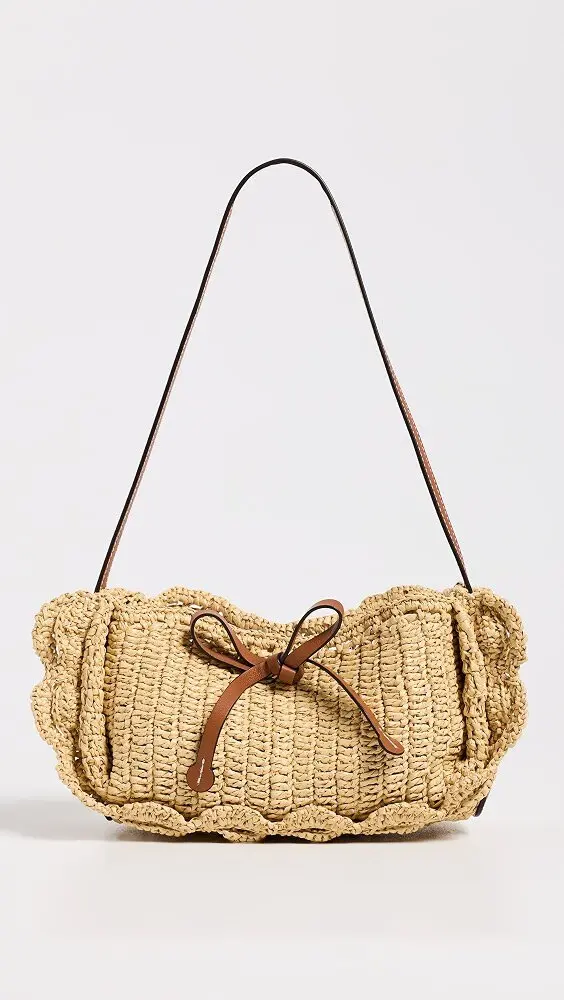 Ulla Johnson Marina Raffia Scallop Shoulder Bag