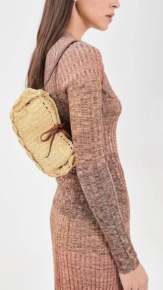 Ulla Johnson Marina Raffia Scallop Shoulder Bag