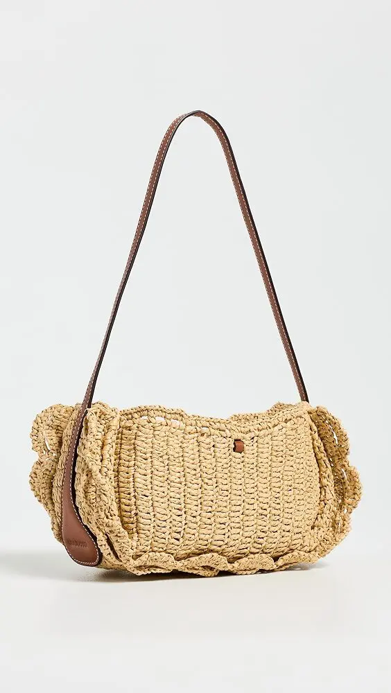 Ulla Johnson Marina Raffia Scallop Shoulder Bag