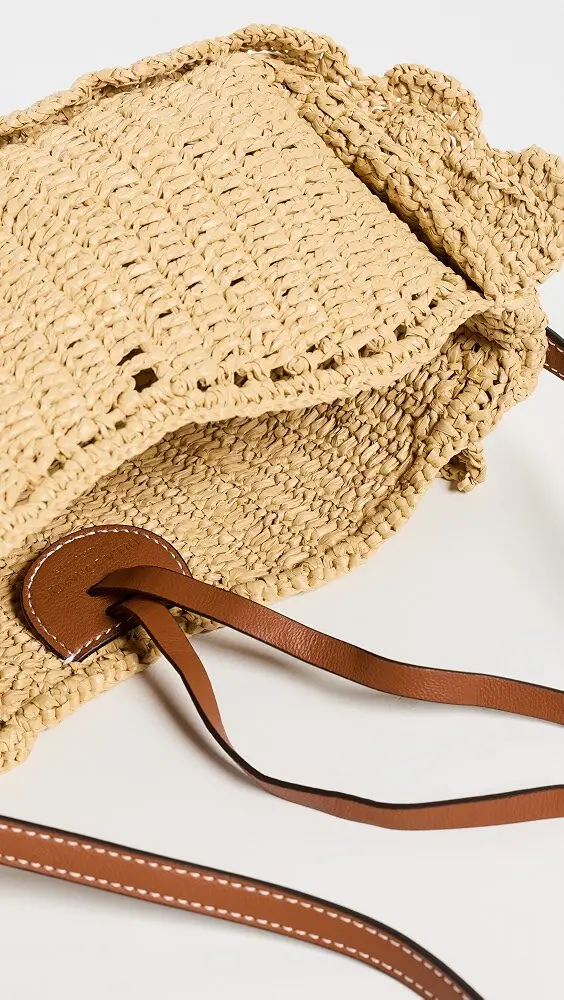 Ulla Johnson Marina Raffia Scallop Shoulder Bag