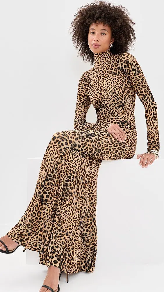 Norma Kamali Long Sleeve Turtle Fishtail Gown