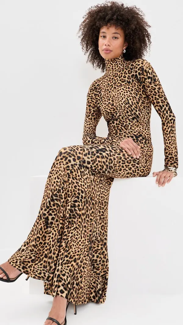 Norma Kamali Long Sleeve Turtle Fishtail Gown
