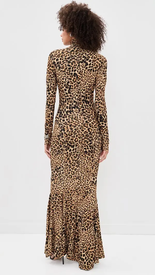 Norma Kamali Long Sleeve Turtle Fishtail Gown