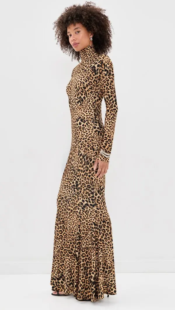 Norma Kamali Long Sleeve Turtle Fishtail Gown