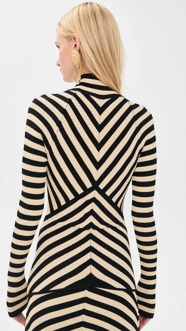 Zimmermann Valiant Deco Stripe Mock Neck Sweater