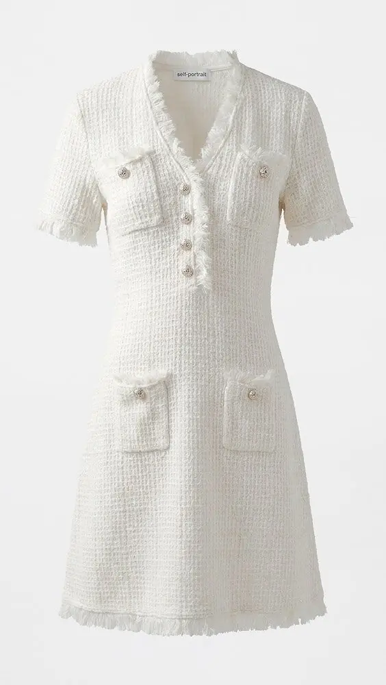 SELF-PORTRAIT Textured Knit Mini Dress