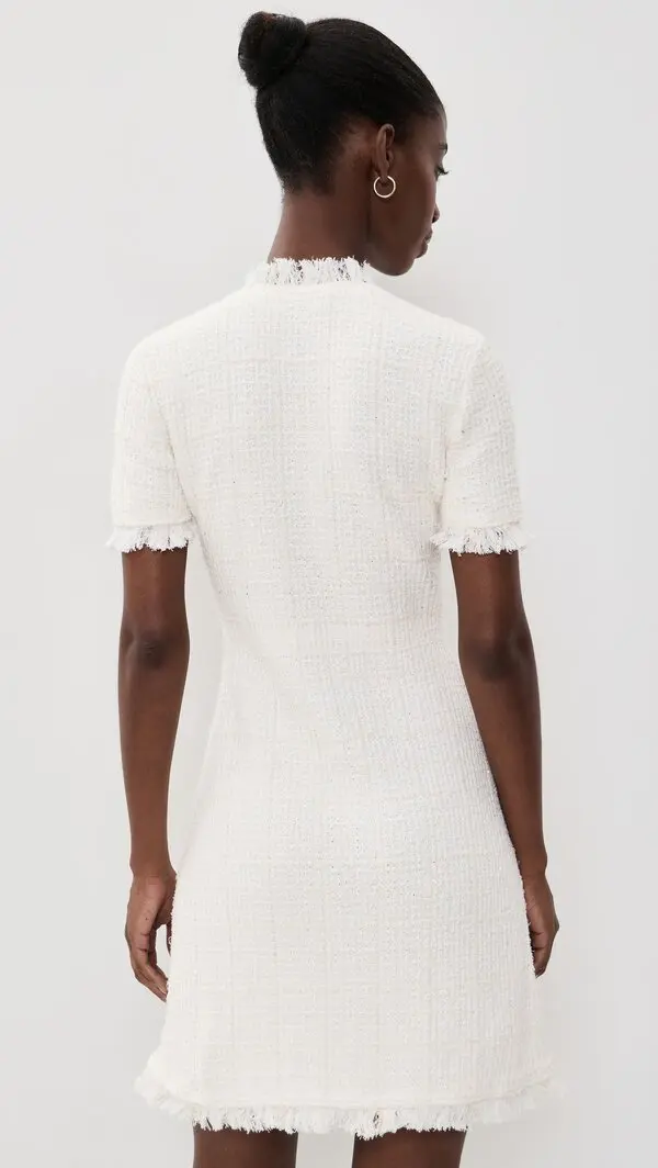 SELF-PORTRAIT Textured Knit Mini Dress With Crystal Button Detail