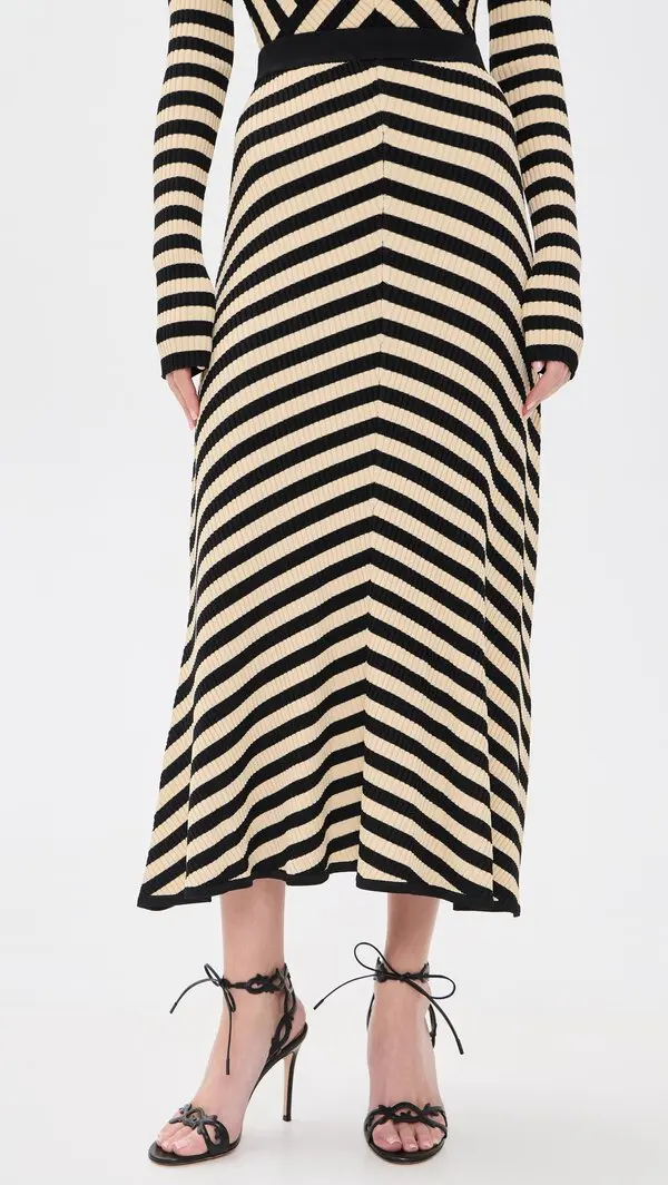 Zimmermann Valiant Deco Stripe Midi Skirt