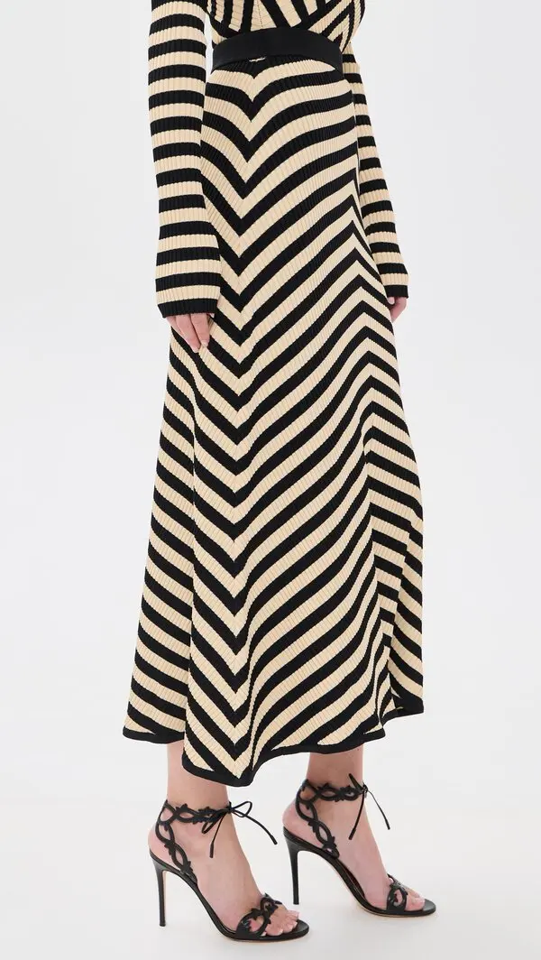 Zimmermann Valiant Deco Stripe Midi Skirt