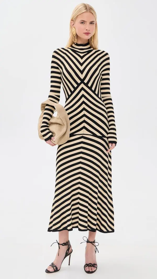 Zimmermann Valiant Deco Stripe Midi Skirt