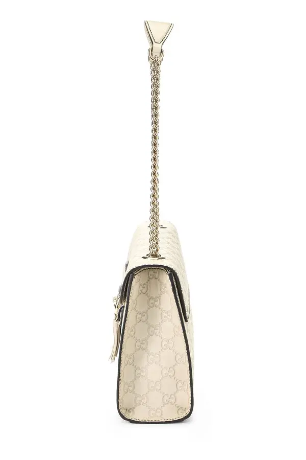 Gucci Cream Ssima Leather Emily Chain Shoulder Bag
