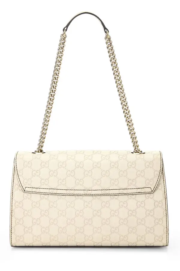 Gucci Cream Ssima Leather Emily Chain Shoulder Bag