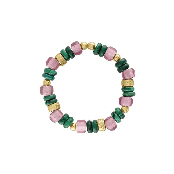 OLIVIA LE Malachite Mixed Glass Bead Bracelet