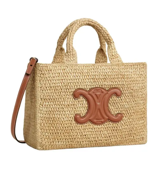 Celine Small Cabas Thais In Raffia And Calfskin